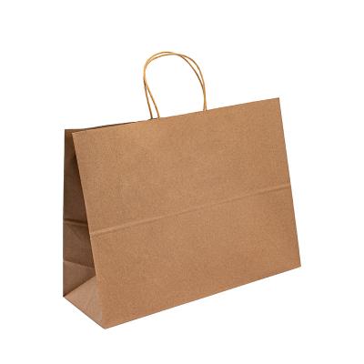 China Brown Kraft Recycled Paper Carrier Bags with Logo Printing 11 lb Capacity for sale