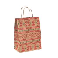 China Christmas Pattern Recyclable Handle Paper Bag Durable Gift Packaging Craft Bags with Handle for sale
