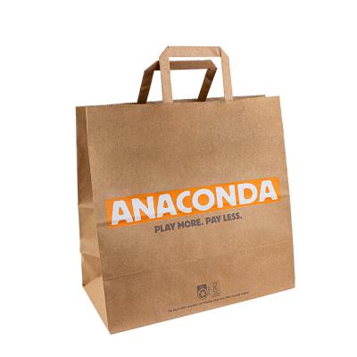 China Eco Friendly Kraft Paper Bags 100-150gsm 8 Color Flexo Printing Paper Twist Rope Handle for sale