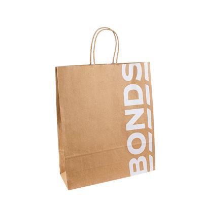 China Custom Kraft Paper Shopping Bag Recycled Brown Paper Bags with Handle 11 lb Capacity for sale