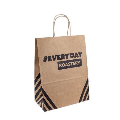 China Recyclable Kraft Paper Bag with Twisted Handle Reusable Shopping Bags 11 lb Capacity for sale