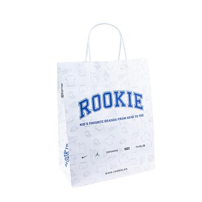 China 8 color flexo printing Handle Paper Bags Uncoated Lining With Your Own Logo for sale
