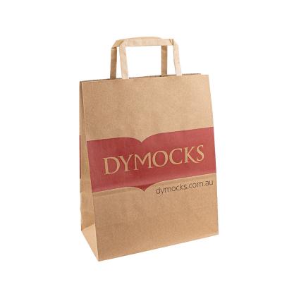 China OEM Brown Kraft Paper Carrier Bag with Handles 11lb Capacity Grocery Food Takeaway Packaging for sale