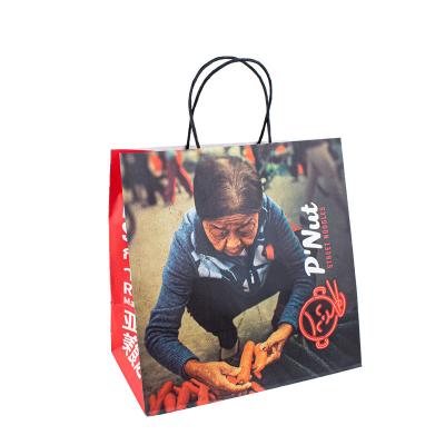 China Ecofriendly Kraft Paper Bag with Twist Rope Handle 8 Color Flexo Printing 100gsm for sale