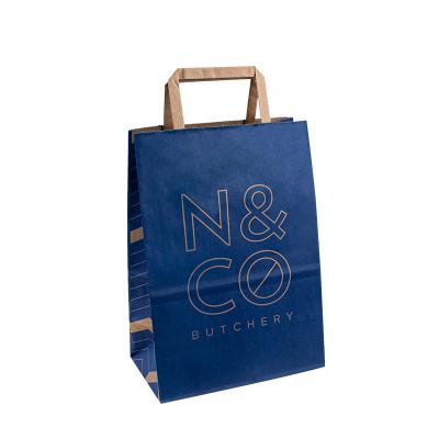 China 10kg Kraft Paper Bags with Handles for Bakery Grocery Food Delivery for sale