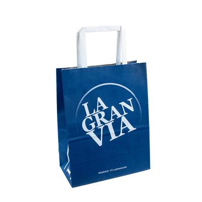 China Wholesale Custom Kraft Paper Takeaway Bags 150gsm with Flat Handle for sale