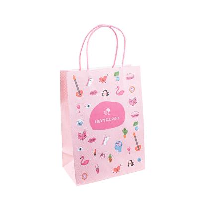 China Food Grade Biodegradable Kraft Paper Bags with Handles 11lb Capacity Custom CMYK Pantone for sale