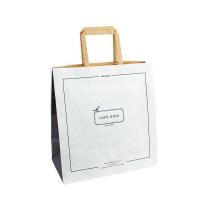 China Custom OEM Recycled Kraft Paper Bags with Handles for Food Packaging Take Away 11lb Capacity for sale