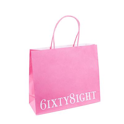 China Custom Logo Kraft Paper Gift Bags with Handles 11 lb Capacity Flexo Printing for sale