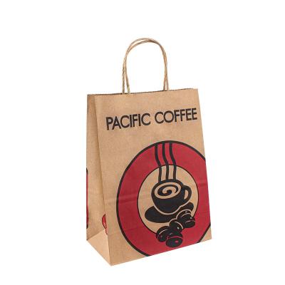 China Eco Recyclable Brown Craft Handle Paper Bags Food Packaging for sale