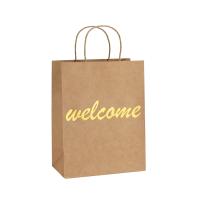 China Custom Kraft Paper Shopping Bags with Twist Rope Handles 50000 MOQ for sale