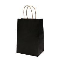 China Uncoated Kraft Handle Paper Bags 100-150gsm 8 Color Flexo Printing Custom Size for sale