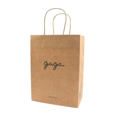 China Eco Friendly Brown Kraft Paper Bags with Handles 100-150gsm Flexo Printing for sale