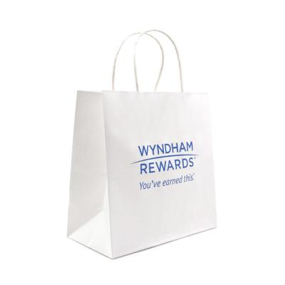 China Kraft Paper Takeaway Bags 100-150gsm with Twist Rope Handle 10kg Capacity for sale