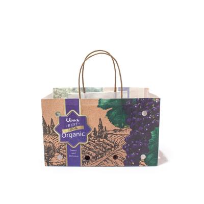 China Customizable Compostable Kraft Paper Bags for Fruits Vegetables 10kg Capacity 8 Color Flexo Printing for sale