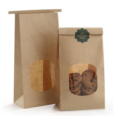 China Customized Kraft Bakery Bags with Window 8 Color Flexo Printing Food Grade Paper for sale