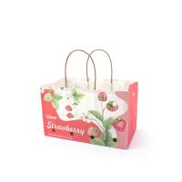 China OEM Custom Logo Fruit Paper Bags 3kg 10kg Kraft Paper with Handles for Fruit Vegetable Packaging for sale