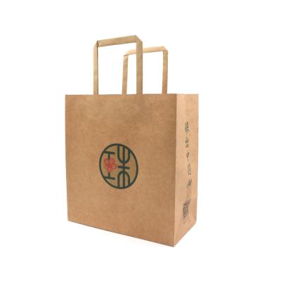 China Kraft Paper Handle Bags 10kg Capacity Eco Friendly Custom Logo Shopping Gift Restaurant for sale