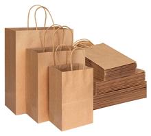 China Uncoated Lining Kraft Paper Bags with Handles 8 Color Flexo Printing 100gsm to 150gsm for sale