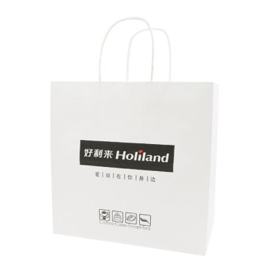 China Custom Kraft Handle Paper Bags 10kg Capacity Eco Friendly Shopping Bags for sale