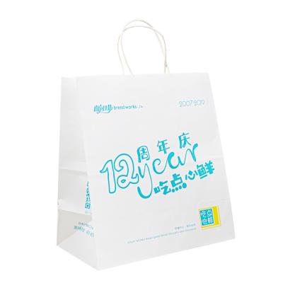 China Custom Kraft Paper Twist Handle Bags 8 Color Flexo Printing Eco Friendly 100-150gsm for sale