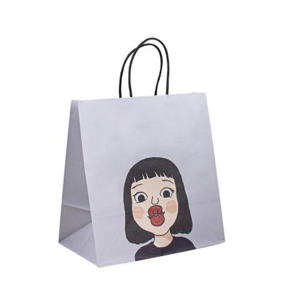 China Kraft Paper Handle Bags 100-150gsm Eco Friendly Shopping Bags Custom Logo for sale