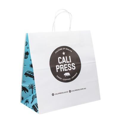 China Kraft Paper Handle Bags 100gsm 10kg Capacity Recycled Twist Rope Customizable for sale