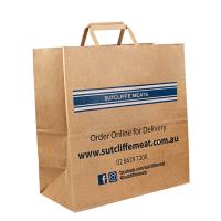 China Oil-Resistant Flat Handle Kraft Paper Bags Food Grade 100% Recyclable Custom for sale