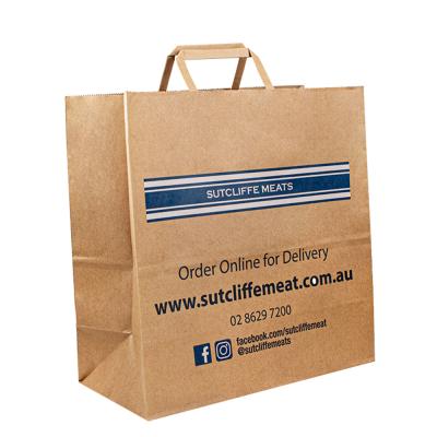 China Oil-Resistant Flat Handle Kraft Paper Bags Food Grade 100% Recyclable Custom for sale