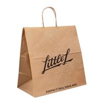 China Kraft Paper Twist Rope Handle Bags 10kg Capacity 100-150gsm for Gift Grocery for sale