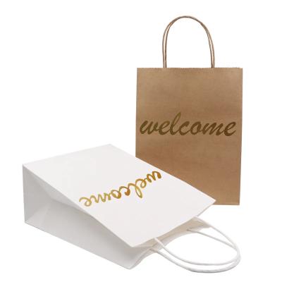 China 8 Color Flexo Printed Kraft Paper Bags with Twisted Handles 100-150gsm for sale