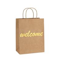 China Upack Recycled Paper Bags with Handles 100gsm-150gsm 10kg Carry Weight Eco Friendly for sale