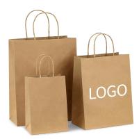 China 8 Color Flexo Printing Kraft Paper Handle Bags 100gsm 150gsm Eco Friendly Custom Logo for sale