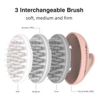 China 3 Interchangeable Scrubber Scalp Massager Pink Hair Washing Scalp Brush for sale