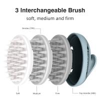 China Gray Interchangeable Scalp Scrub Brush With 3 Hardness Levels for sale