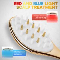 China Gold EMS Microcurrent Hair Brush 5V 1A Rechargeable LED Therapy Comb for sale