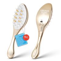 China 450nm 650nm LED Light Therapy Hair Brush Massage EMS Hair Brush Matte Gold for sale