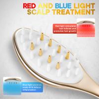 China 450nm 650nm LED Light Therapy Hair Brush Massage EMS Hair Brush Matte Gold for sale
