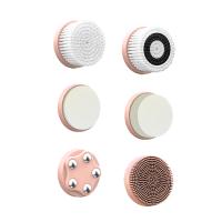 China Pink Face Cleanser Vibrating Brush 1000mAh Silicone Battery Face Scrubber for sale