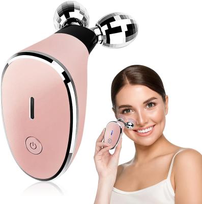 China 300mAh Microcurrent Face Roller 170g Electric Face Sculptor White Pink for sale