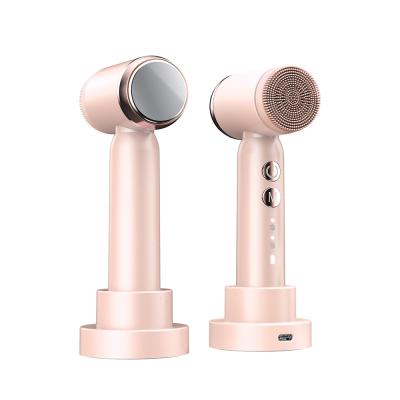 China Lisaavo 6-in-1 Vibrating Facial Cleansing Brush with 1000mAh Battery - Pink Silicone Face Scrubber for sale
