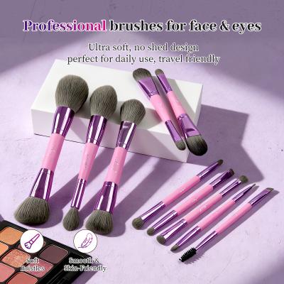 China Professional 10-Piece Dual-Ended Makeup Brush Set for sale