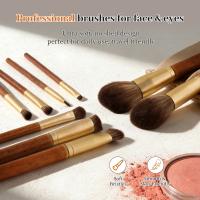 China 9-Piece Vintage Wooden Handle Makeup Brush Set with Gold Sandblasted Aluminum Ferrules and Ultra-Soft Dual-Tone Nylon Bristles for sale