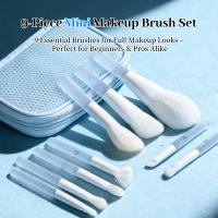 China 9-Piece Mini Travel Makeup Brush Set with 300,000+ Ultra-Soft Bristles and Macaron Color Options in Compact Travel-Friendly Size for sale
