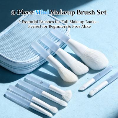 China 9-Piece Mini Travel Makeup Brush Set with 300,000+ Ultra-Soft Bristles and Macaron Color Options in Compact Travel-Friendly Size for sale