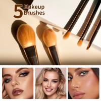 China 5Pcs Professional Makeup Brush Set with Gradient Aluminum Handle and High-Density Nylon Bristles for Full Face Application for sale