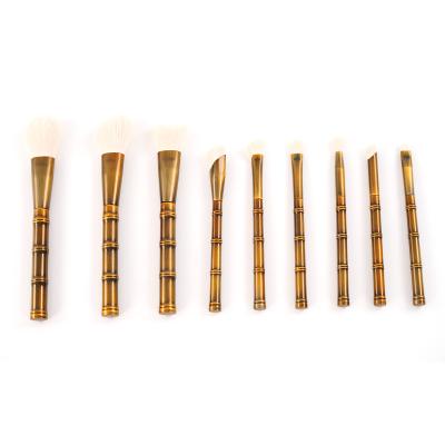 China 10Pcs Vintage Bamboo Bronze Makeup Brush Set with Electroplated Brushed Texture and Professional Configuration for sale