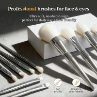 China 14-Piece Professional Bright Silver Electroplated Makeup Brush Set with High-Density Nylon Bristles for sale