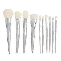 China 14-Piece Professional Bright Silver Electroplated Makeup Brush Set with High-Density Nylon Bristles for sale