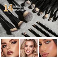 China 14Pcs Minimalist Solid Wood Handle Makeup Brush Set with Reinforced Aluminum Tube and Ultra-Soft Nylon Bristles for sale